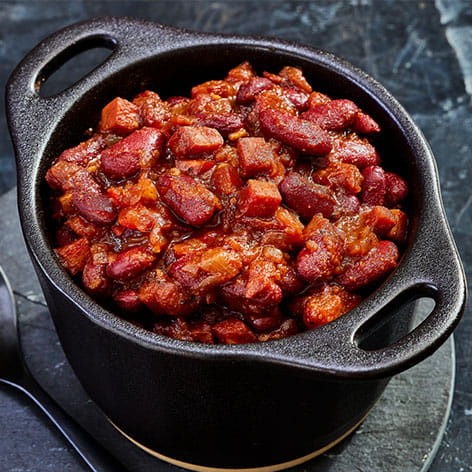 Haricots rouges au bacon doublement fumé | Club House pour les chefs