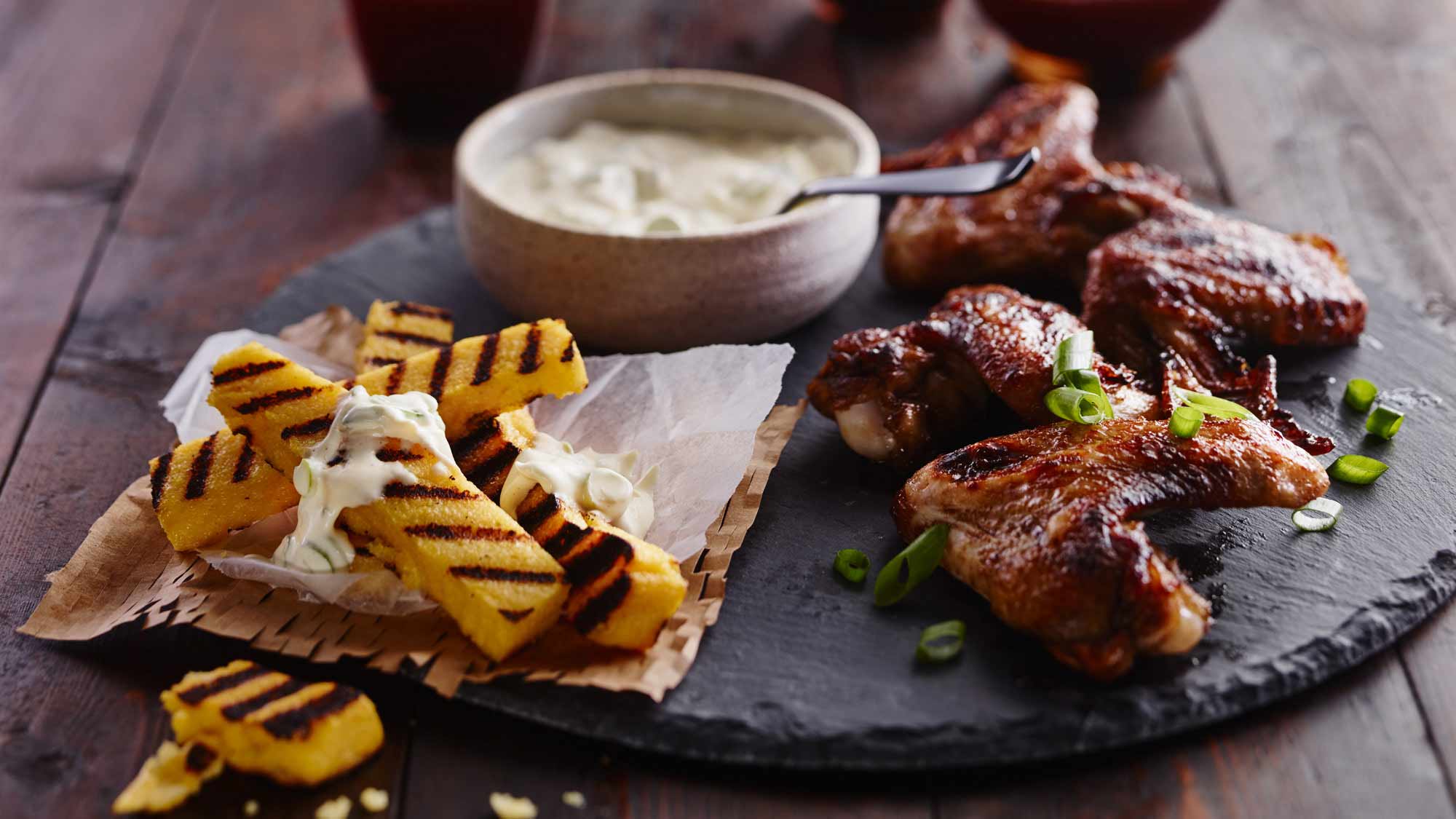 Devilled Chicken Wings with Polenta Chips & Mustard Cream | McCormick ...