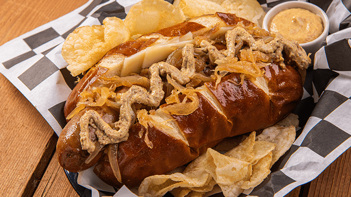 Dijon Bratwurst Pretzel Sub | McCormick For Chefs®