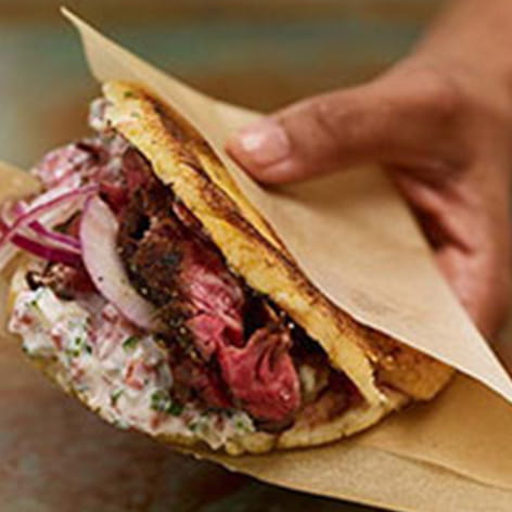 Sweet Plantain & Steak Arepas with Tzatziki Hot Sauce | McCormick ...