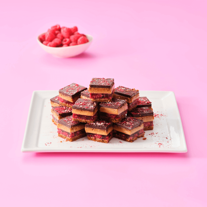 Raspberry Biscoff Millionaires Slice | Aeroplane Jelly